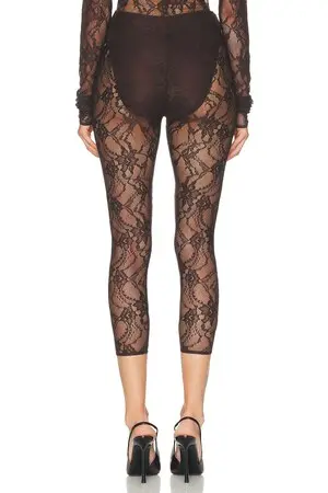Andamane Loli Lace Capri Legging - Dark Brown