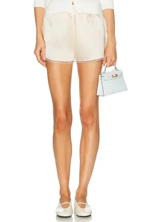 Donni. Silk Lace Trim Tap Shorts - Creme