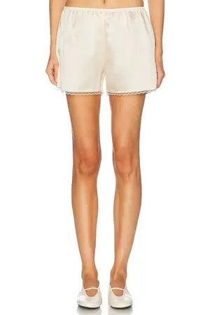 Donni. Silk Lace Trim Tap Shorts - Creme