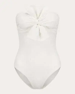 GIRLSMUSTHAVE Raquel Jacquard Bow Bandeau One-piece - White