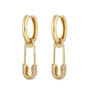 SCREAM PRETTY Safety Pin Charm Hoop Earrings