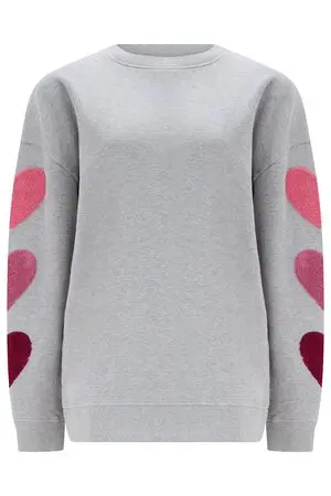 SUGARHILL BRIGHTON Eadie Relaxed Sweatshirt With Appliquéd Hearts - Grey
