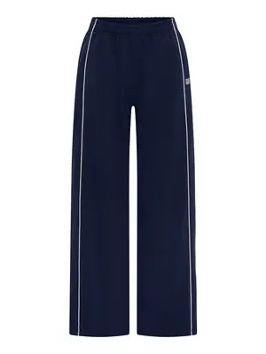 BONDI ACTIVE Navy Wide Leg Pants With Contrast Piping