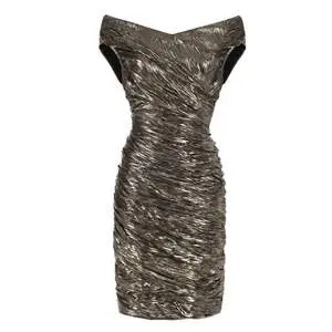 LUNA FASHION HOUSE Metallic Ruched Sheath Dress - Gold