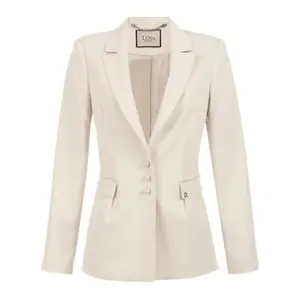 LUNA FASHION HOUSE Ivory Pearl Detail Blazer - White