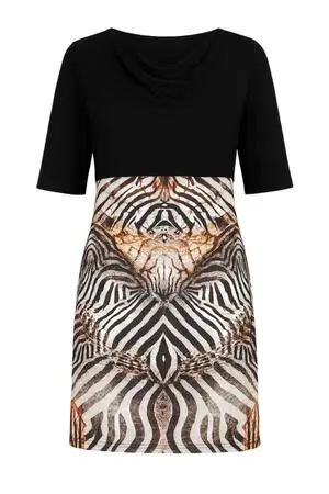 CONQUISTA Zebra Print Contrast Dress