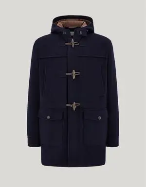 Canali Navy Wool And Cashmere Duffle Coat