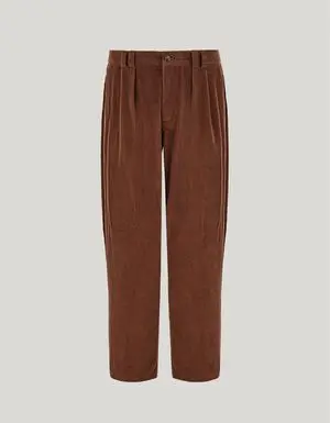 Canali Cotton Corduroy Double Pleat Pants - Brown