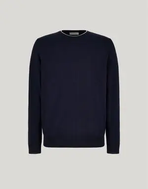 Canali Navy Crew-neck In Cotton