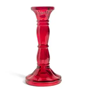 Harrods Glass Candlestick - Red