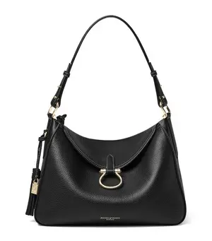 ASPINAL OF LONDON Grained Leather Ella Shoulder Bag - Black