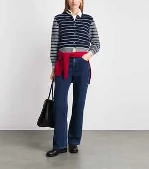 BARRIE Wool-cashmere Stripe Cardigan