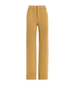 BARRIE Cashmere-wool Straight Trousers - Brown