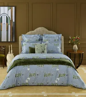 YVES DELORME Organic Cotton Rameau Fitted Sheet - Blue