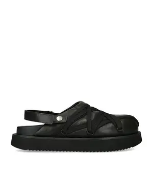 Rick Owens Leather Padded Megalace Mules - Black
