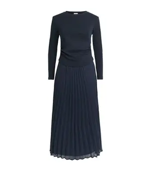 Claudie Pierlot Pleated Skirt Midi Dress - Blue
