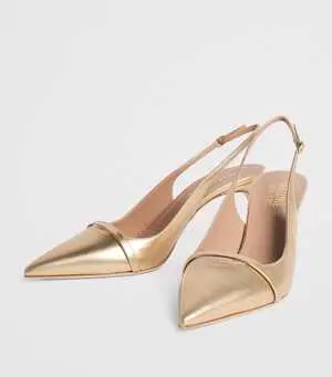 MALONE SOULIERS X Metallic Leather Schiffer Slingback Pumps 70