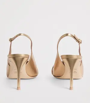 MALONE SOULIERS X Metallic Leather Schiffer Slingback Pumps 70