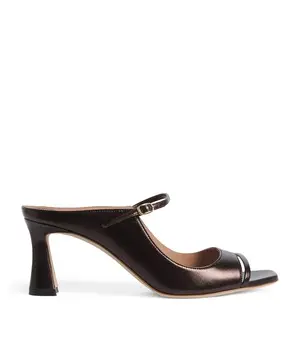 MALONE SOULIERS Metallic Leather Rania Heeled Mules 70 - Brown