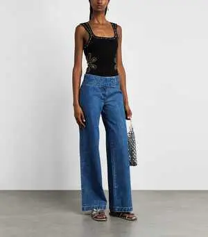 Sandro Studded Cut-out Bodysuit