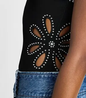Sandro Studded Cut-out Bodysuit