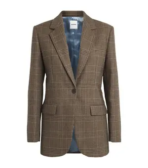 Sandro Wool Check Blazer - Brown