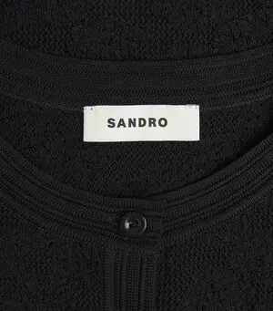 Sandro Pointelle-knit Cropped Cardigan