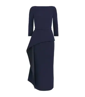Safiyaa Ruffle Peplum Midi Dress - Navy