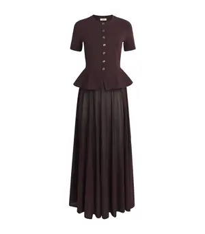 Sandro Knitted Peplum Maxi Dress