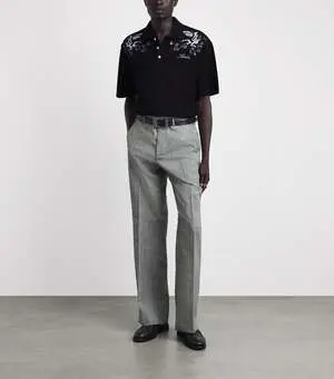 Amiri Cotton Floral Embroidered Polo Shirt