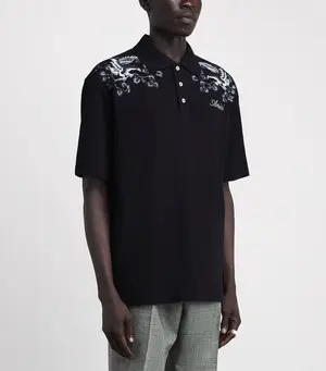 Amiri Cotton Floral Embroidered Polo Shirt