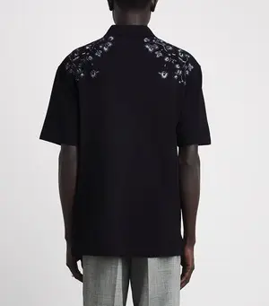 Amiri Cotton Floral Embroidered Polo Shirt