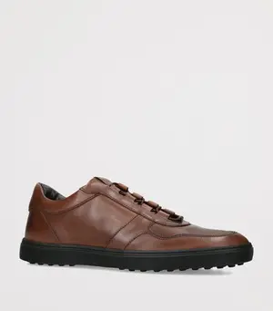 TOD'S Leather Elastic Cassetta Sneakers - Brown