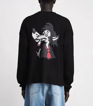 Amiri Cotton Waffle Smoking Wolf Long-sleeve T-shirt