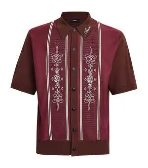 Amiri Wool-blend Panelled Knit Shirt - Red