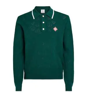 Casablanca Pointelle-knit Polo Shirt - Green