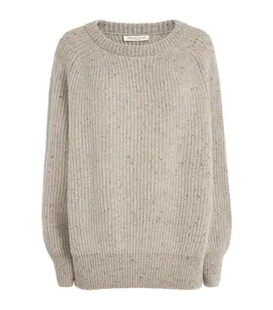 Johnstons Of Elgin Donegal Cashmere Ribbed Norah Sweater - Beige