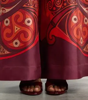La DoubleJ Silk Palazzo Placed Wide-leg Trousers