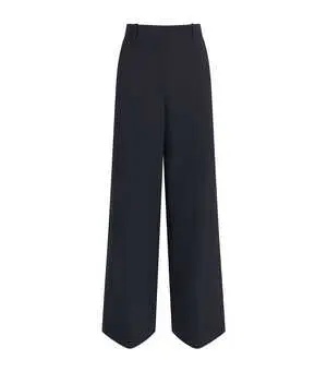 Theory Wool-blend Wide-leg Trousers - Navy