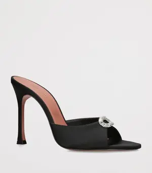 Amina Muaddi Satin Mini Camelia Heeled Mules 105
