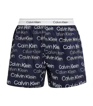 Calvin Klein Cotton Poplin Logo Pyjama Shorts - Navy