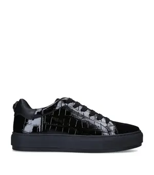 Kurt Geiger Croc-embossed Leather Laney Sneakers - Black