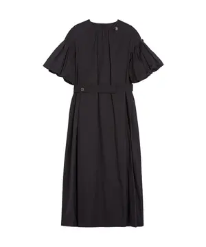 Max Mara Crewneck Puff-sleeved Belted Midi Dress