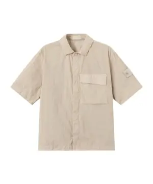 Stone Island Comfort-fit Short-sleeve Shirt With Chest Pocket - Light Brown