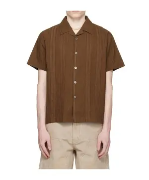 COOR Guayabera Tape Half Shirt - Brown