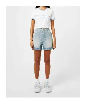 Balmain Monogram Denim Shorts