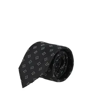 Emporio Armani Geometric Dot Jacquard Tie - Black