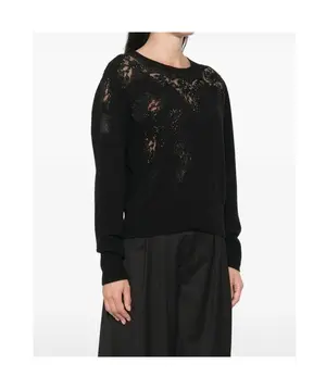 ERMANNO FIRENZE Sequin-embellished Sweater With Lace Inserts