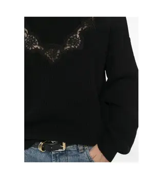 ERMANNO FIRENZE Lace-trim Ribbed-knit Sweater