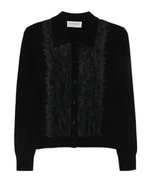 ERMANNO FIRENZE Lace-panel Knit Top - Black